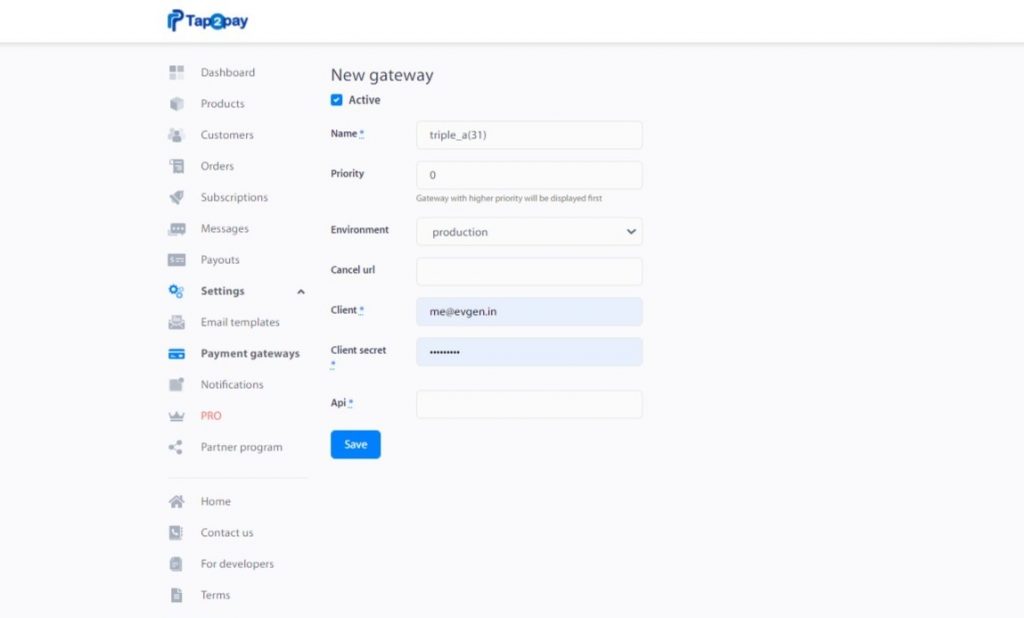 Сrypto payment gateway TripleA is available in Tap2Pay