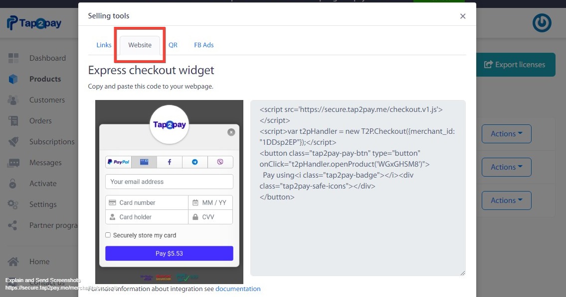 Inline checkout widget is now available in Tap2Pay. - Tap2Pay